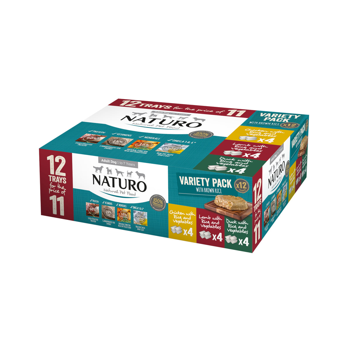 Naturo Adult Variety Pack With Rice Tray | PetwellUK