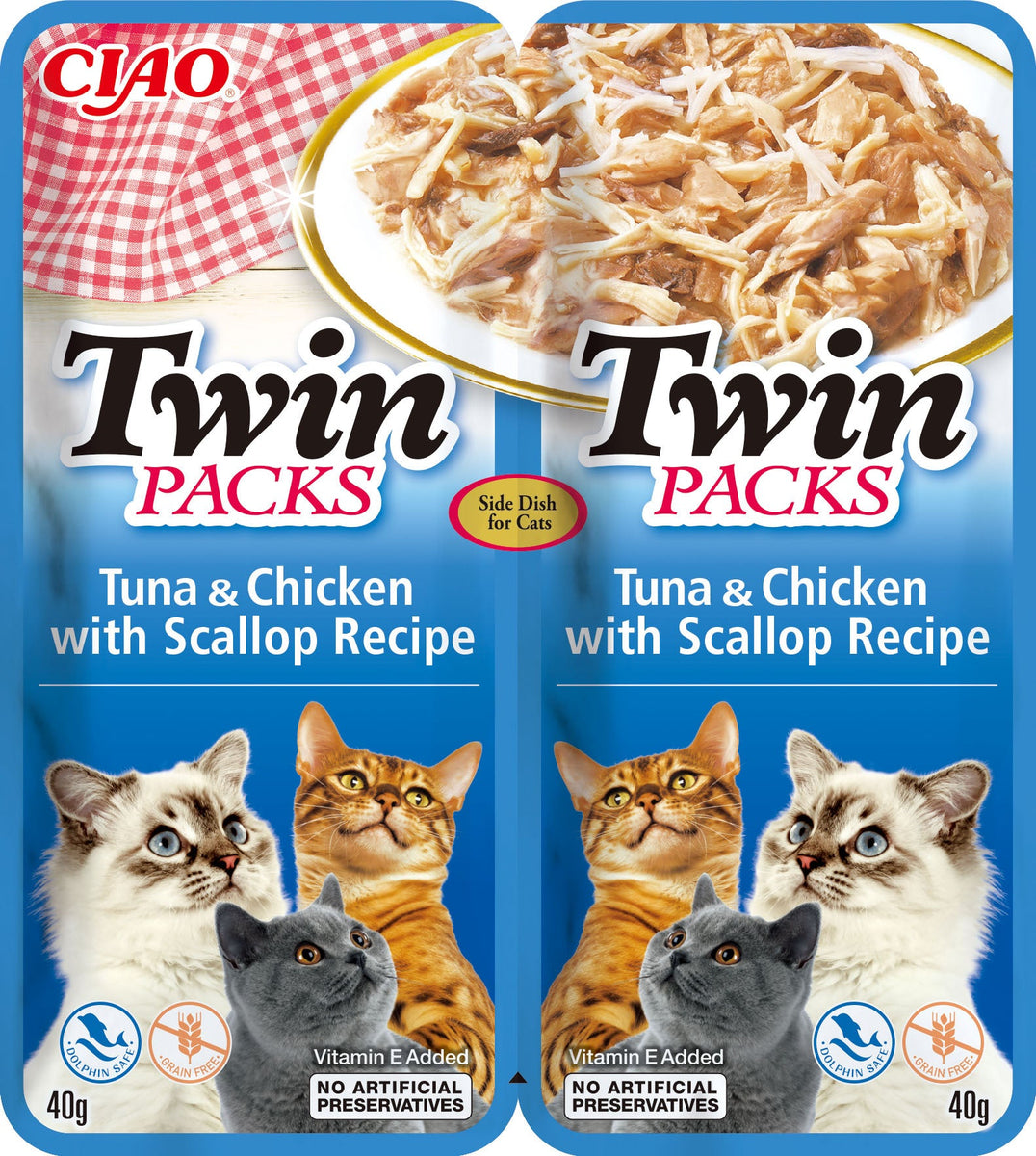 Ciao Twin Packs Wet Cat Food - Tuna & Chicken with Scallop Recipe in S