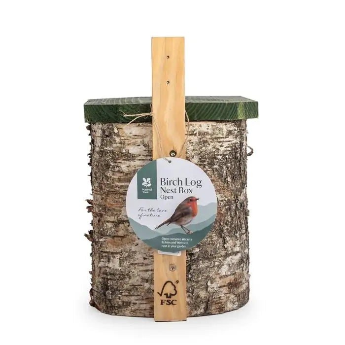 National Trust Birch Log Nest Boxes For Birds 32mm Hole