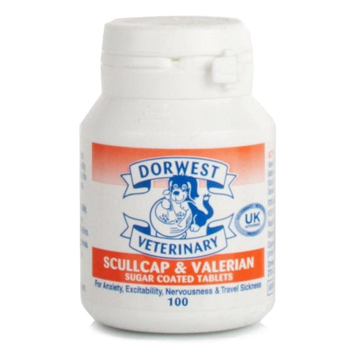 Dorwest Veterinary Scullcap & Valerian Sugar Coated Tablets for Dogs a