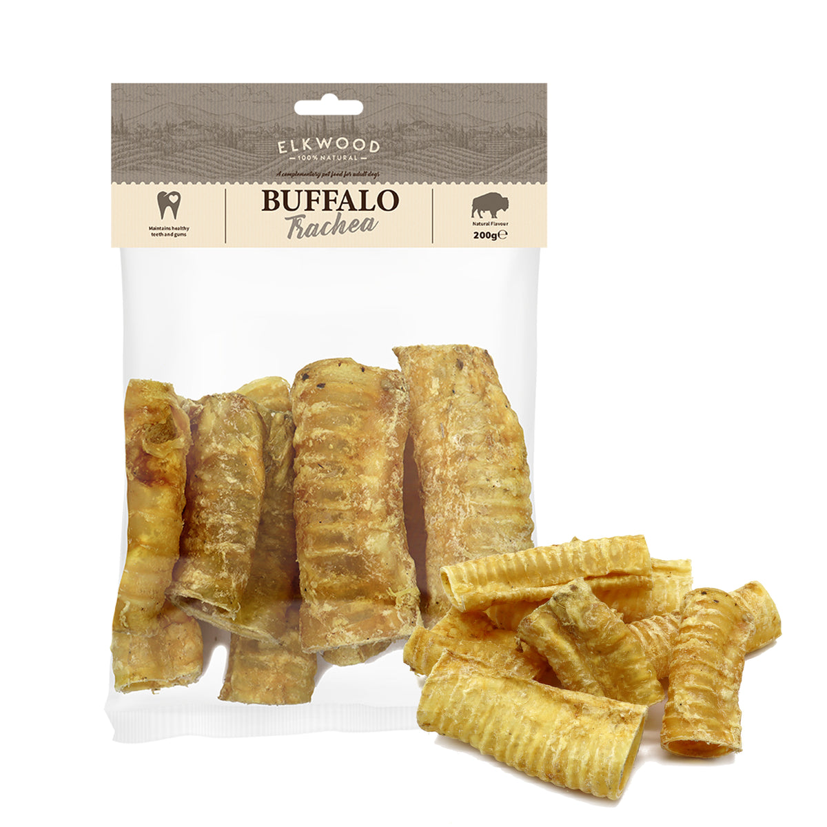 Elkwood 100% Buffalo Trachea Dog Treat | 200g