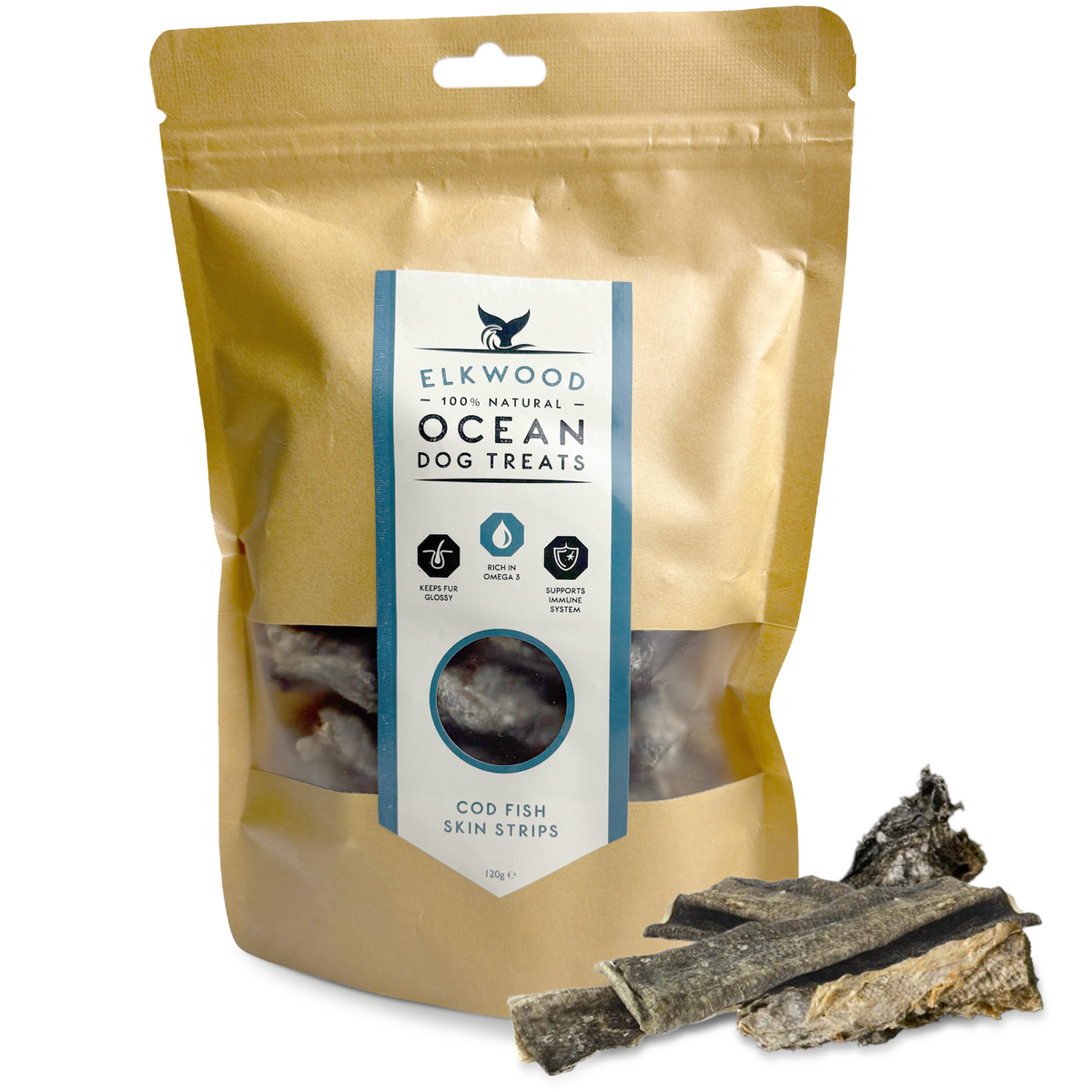 Elkwood Cod Fish Skin Cubes for Dogs 130g | Petwell