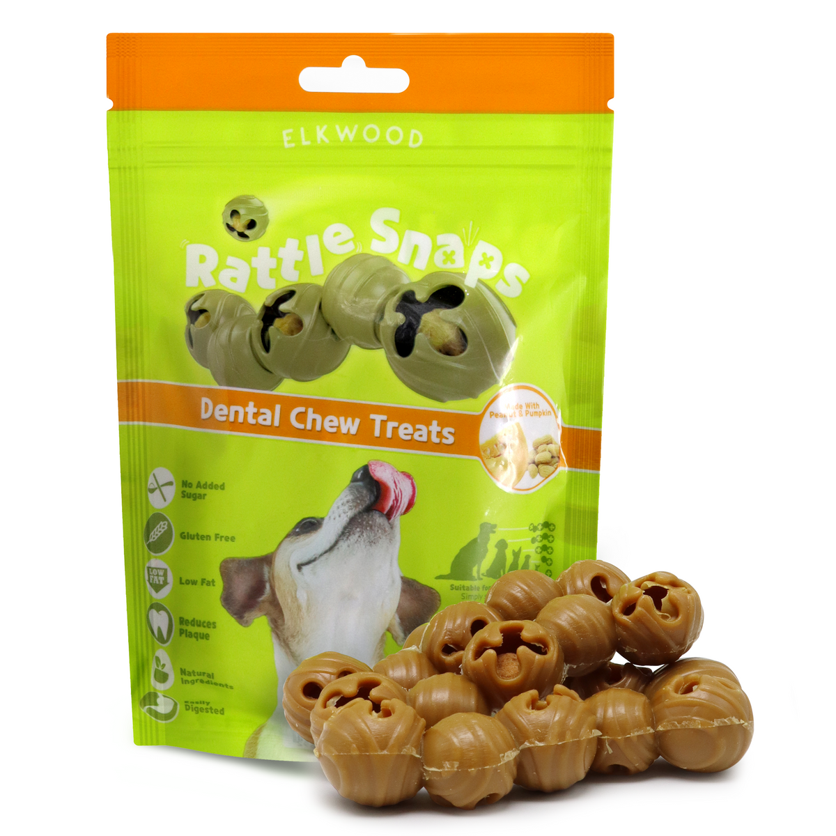 Elkwood Rattlesnaps Peanut & Pumpkin Dental Chew with Chicken | 50g x