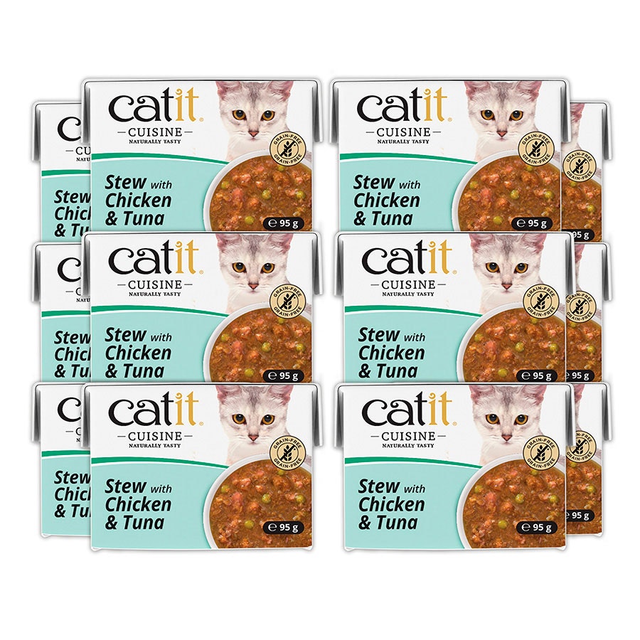 Catit Cuisine Wet Adult Cat Food Chicken and Tuna Stew 12 x 95g