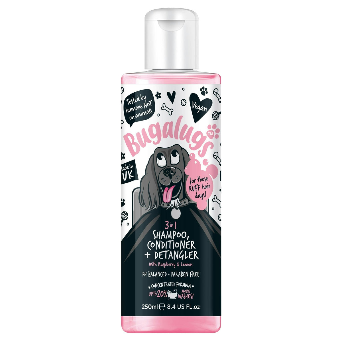 Bugalugs 3 in 1 Dog Shampoo Conditioner & Detangler 250ml - Pack of 6