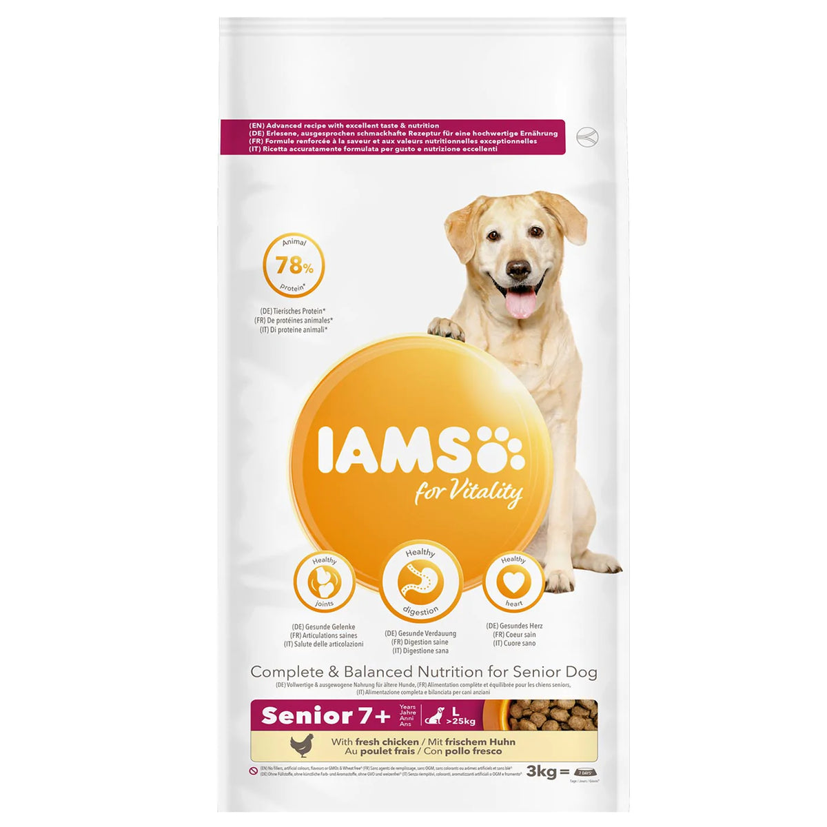 Iams Vitality Senior Small & Medium Dog Food With Fresh Chicken - 12kg