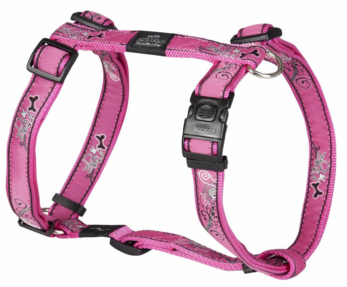 Rogz Armed Response Nylon Harness Pink Bone - 25mm